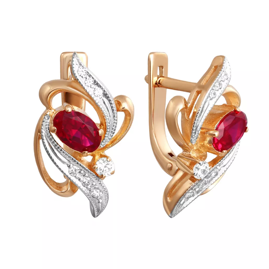 Серьги с корундом и фианитом из золота арт. 040523702-пд за 32187 руб ...